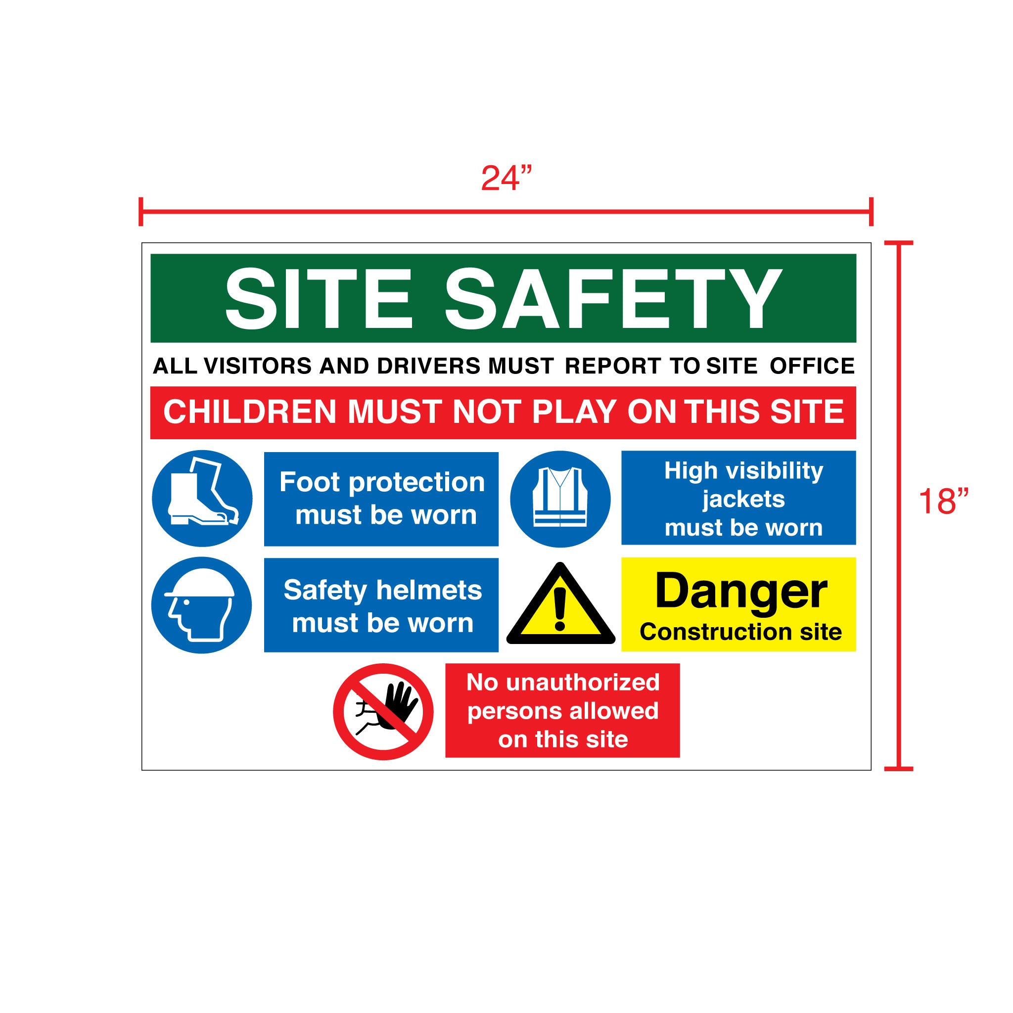Construction Site Safety Rules Sign 24"x18" 4mm Coroplast – BC Retail ...