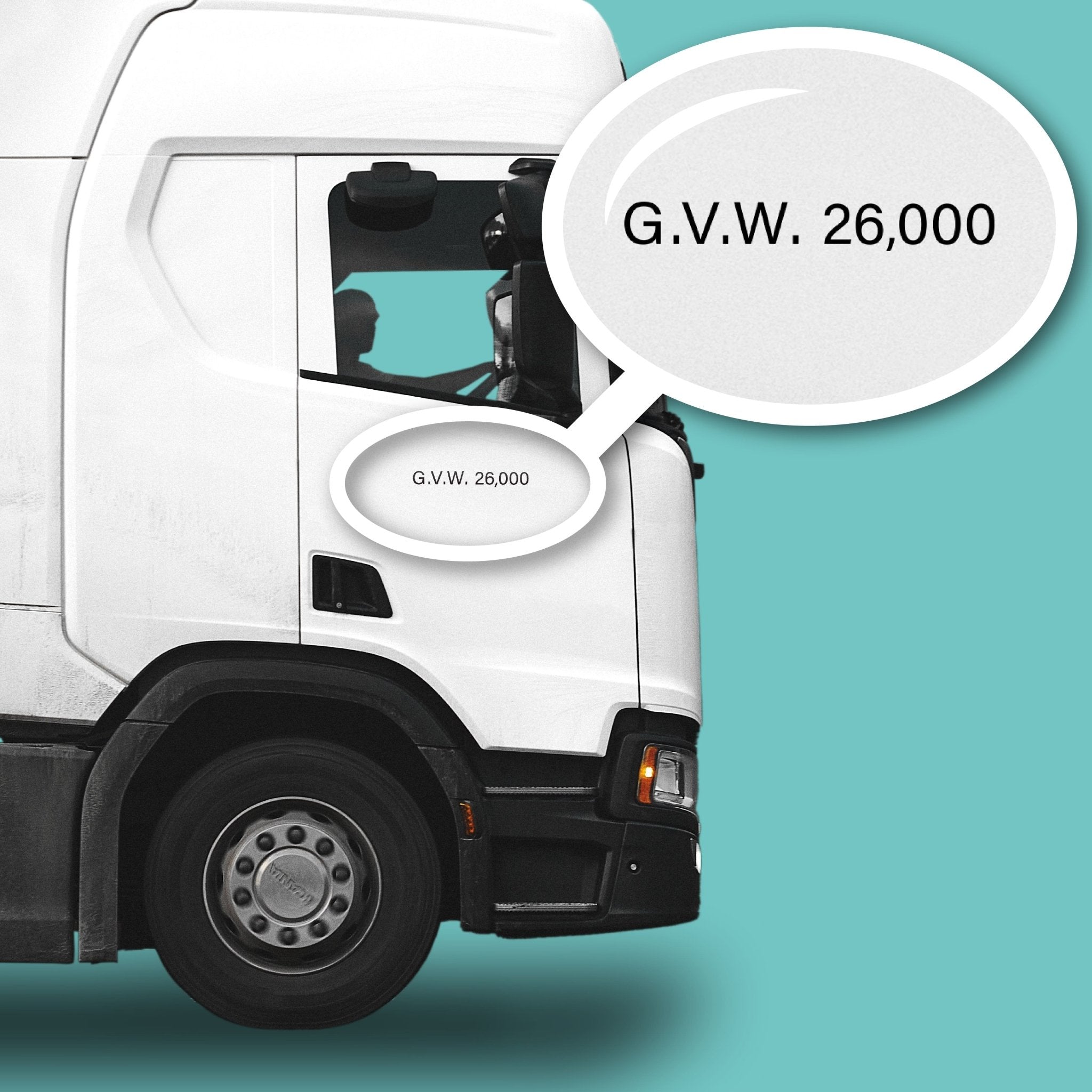 Custom GVW Number Decal - Gross Vehicle Weight Sticker 2"H (5.08cm ...