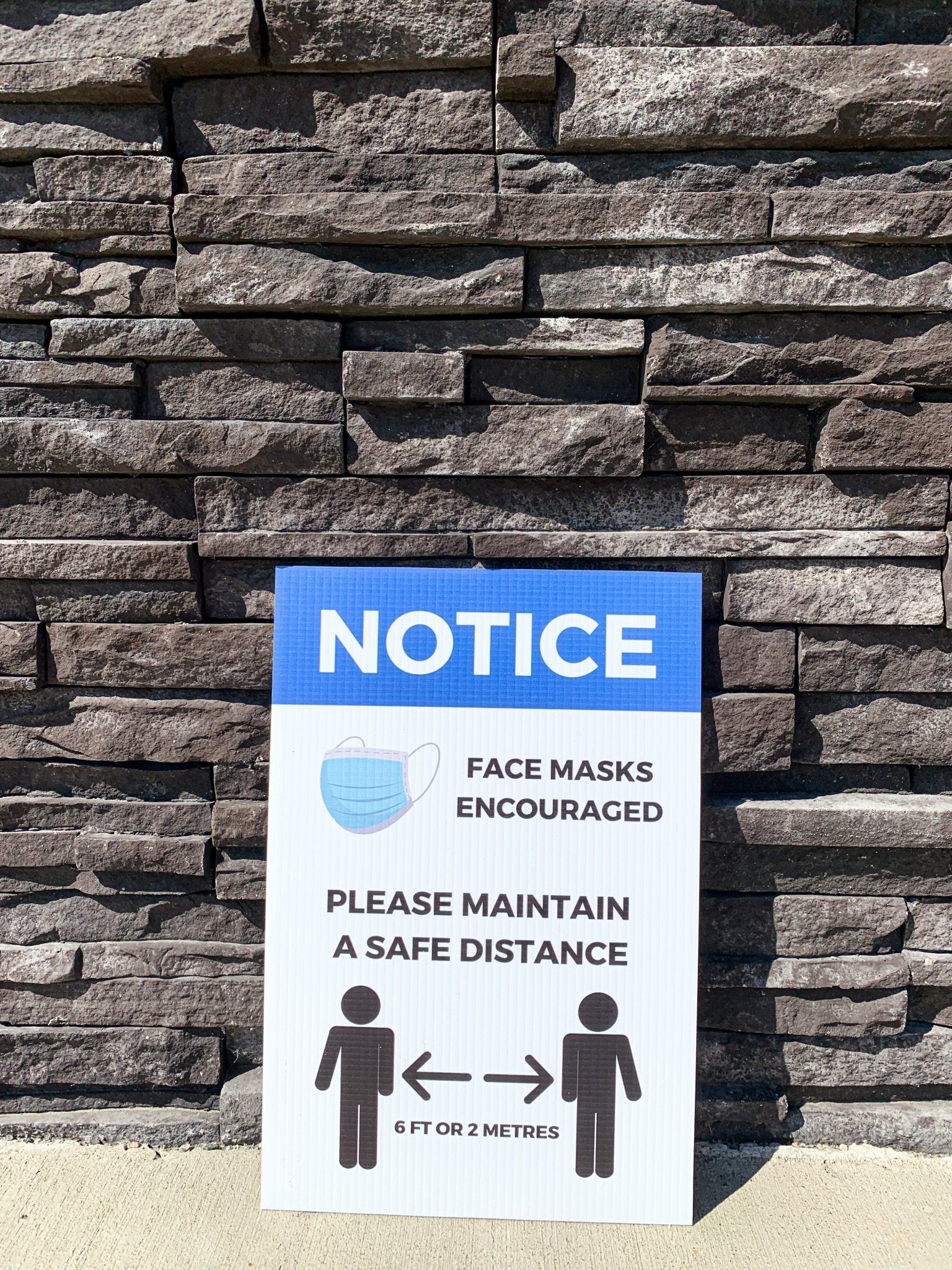 Face Mask Encouraged Physical Distancing Safety Sign - 12" W x 18" H 4 ...