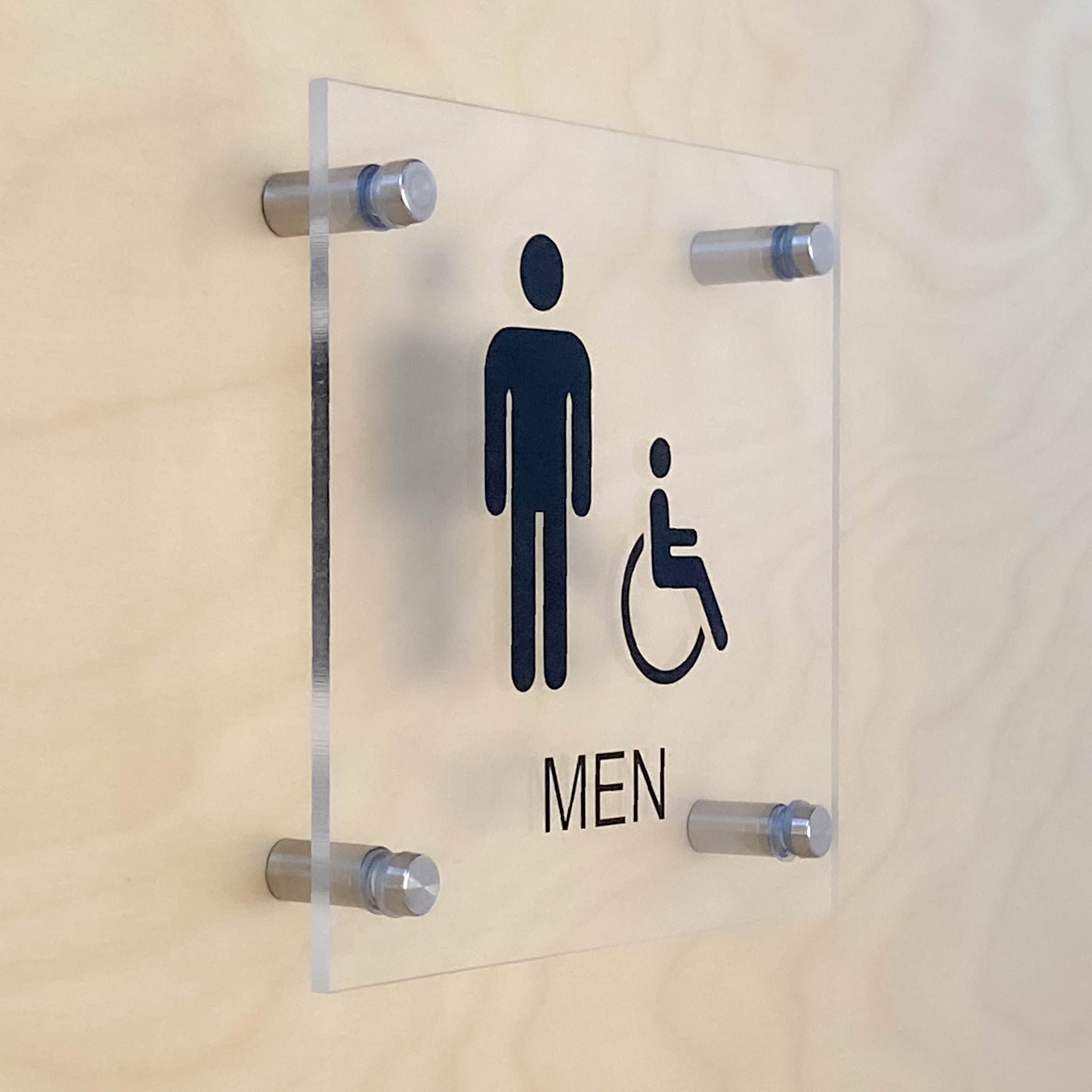 Men Accessible Restroom Sign with Standoffs Clear Acrylic – BC Retail ...