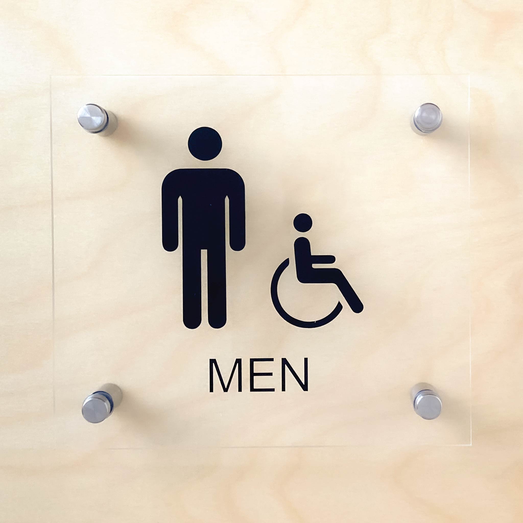 Men Accessible Restroom Sign with Standoffs Clear Acrylic – BC Retail ...