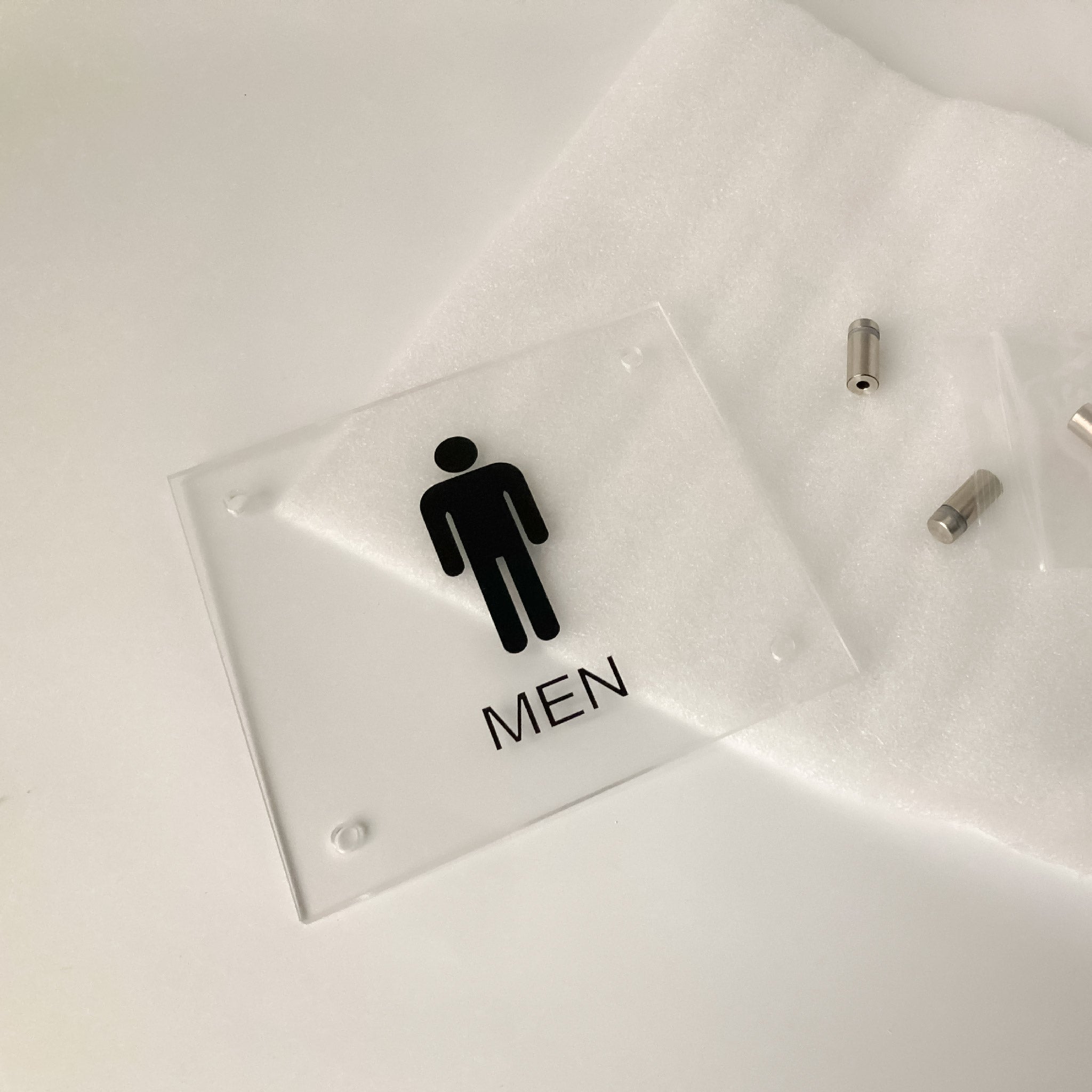 Men Restroom Sign with Standoffs Clear Acrylic – BC Retail Supplies