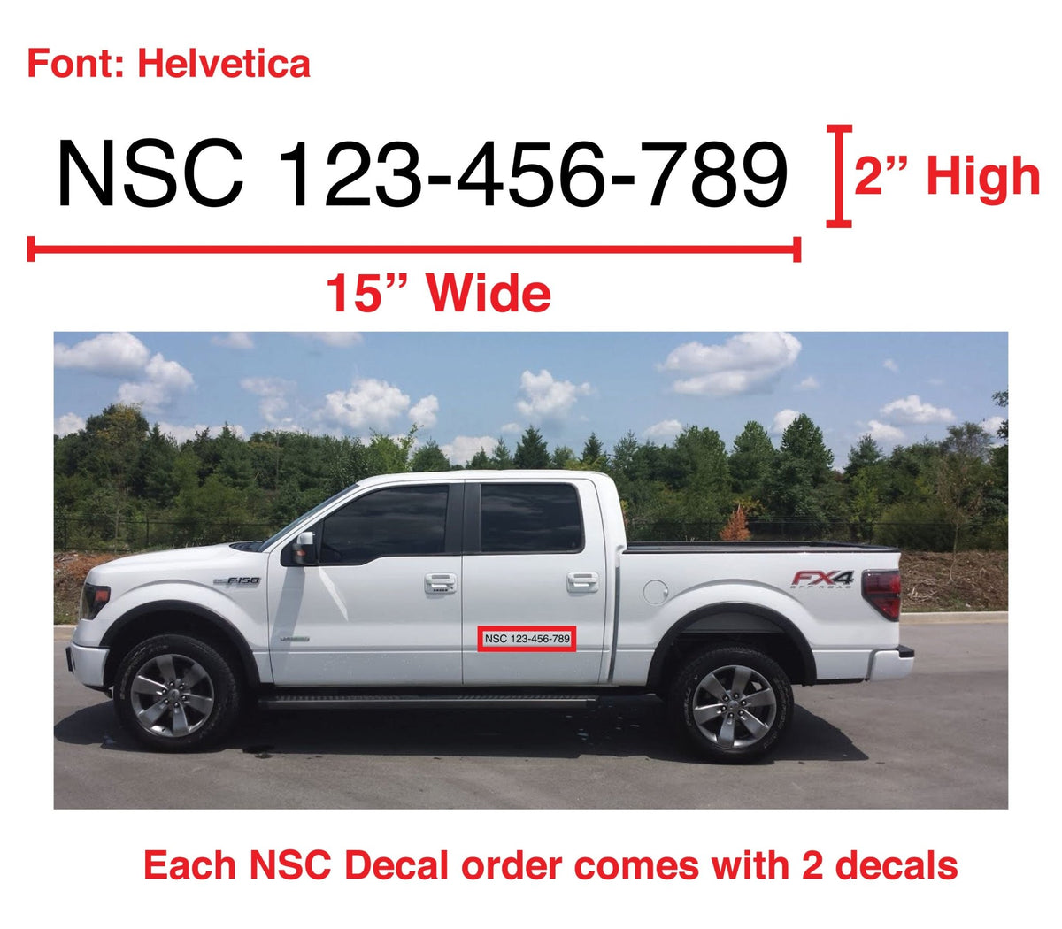 NSC Number Decal - National Safety Code (Set of Two) - 2" H (5.08cm ...