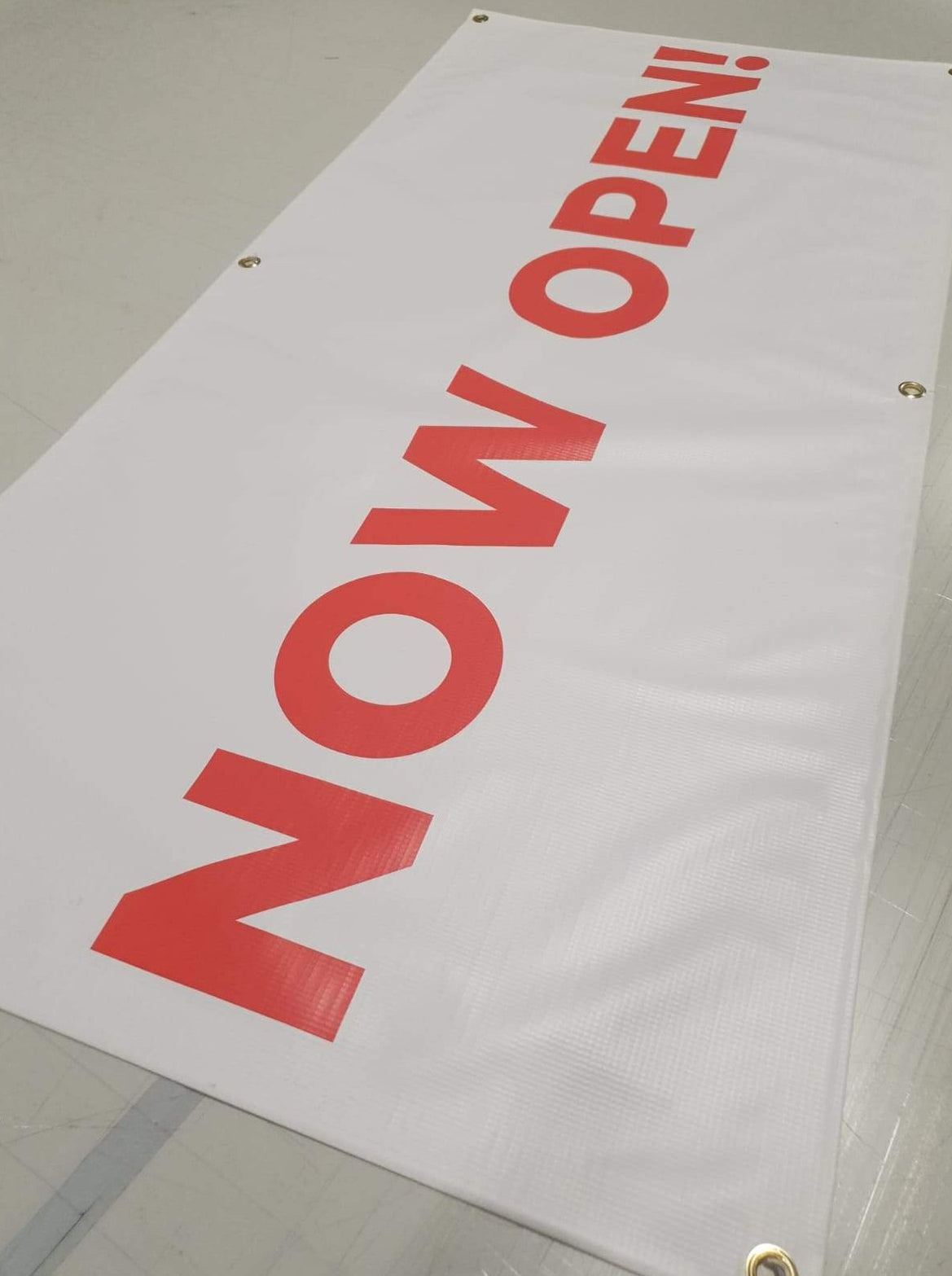 Large Now Open Hanging Vinyl Banner 24" x 96" Pre Designed – BC Retail ...