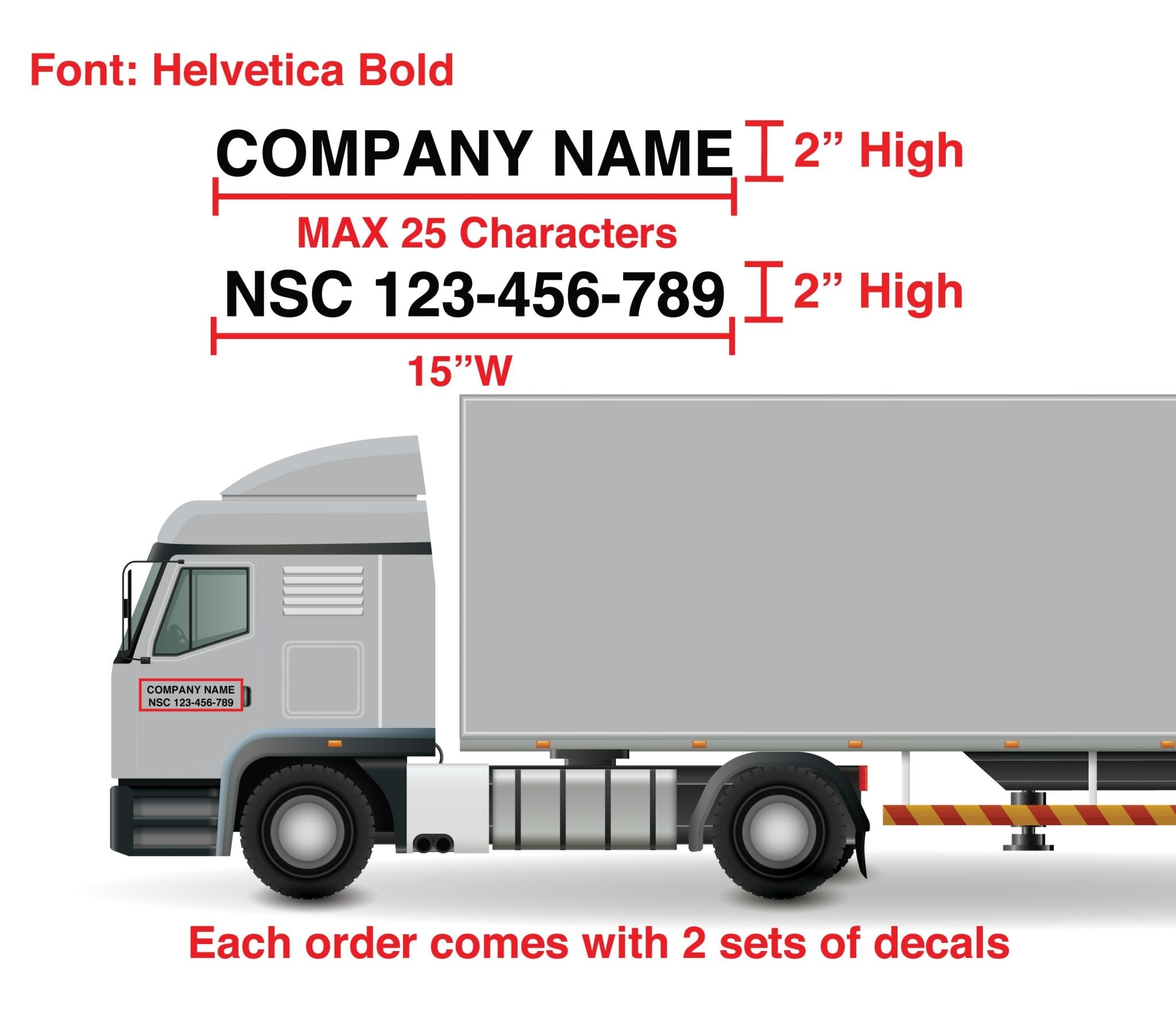 NSC Number with Company Name Decal (Set of two) - 2" H – BC Retail Supplies
