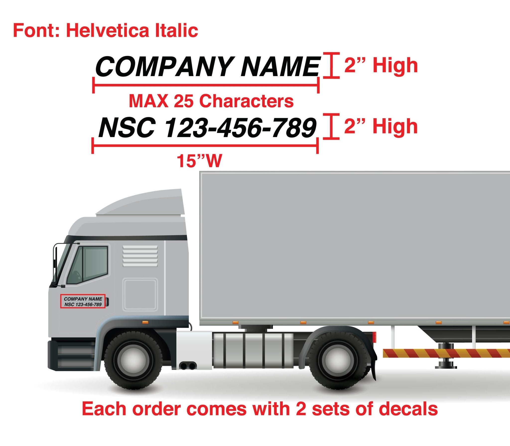 NSC Number with Company Name Decal (Set of two) - 2" H – BC Retail Supplies