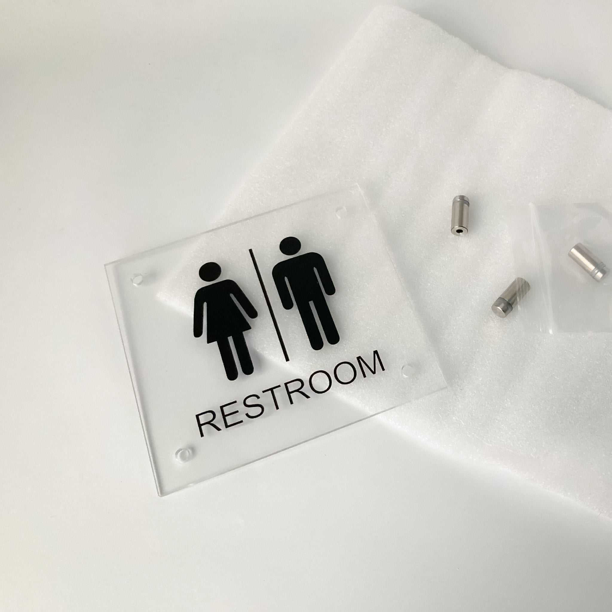 Unisex Restroom Sign with Standoffs Clear Acrylic – BC Retail Supplies