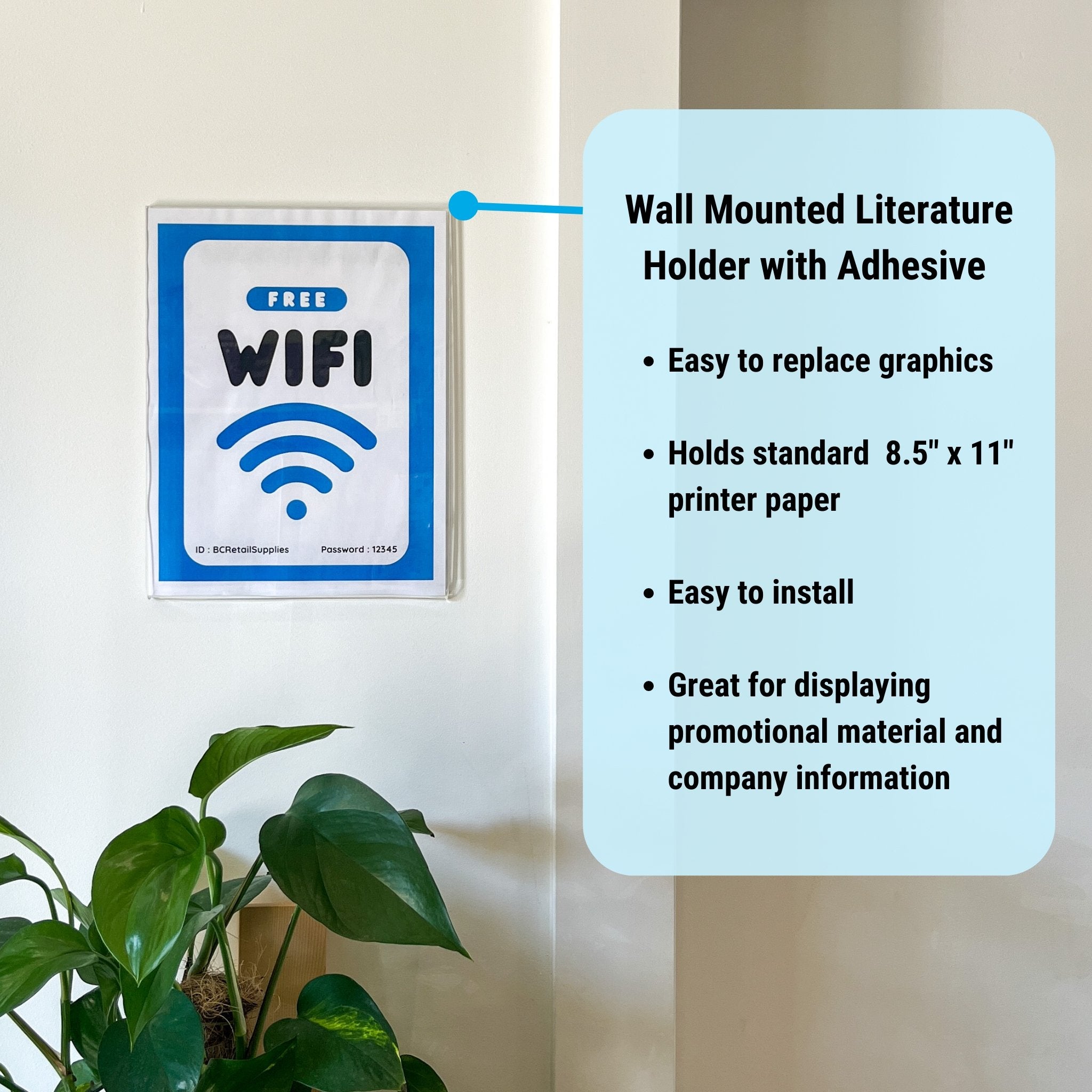 Wall Mounted Literature Holder with Adhesive 8.5in x 11in – BC Retail ...