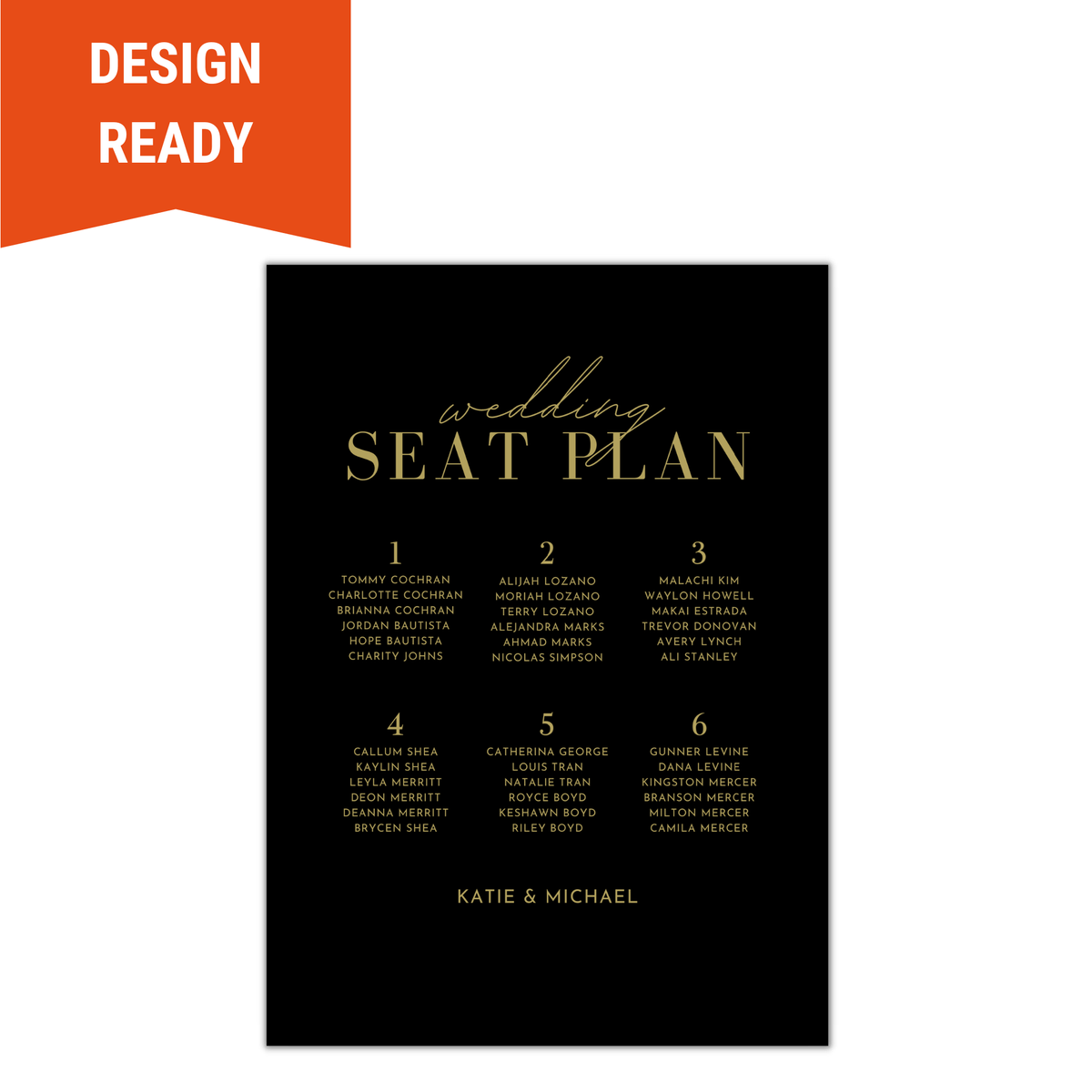 Black Wedding Seating Chart Sign Personalised Wedding Seating Chart